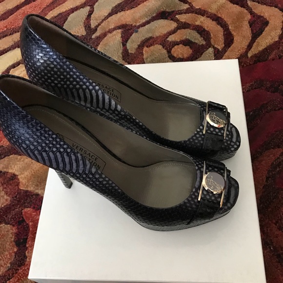 Versace Collection | Shoes | Versace Heel In Black Snake | Poshmark